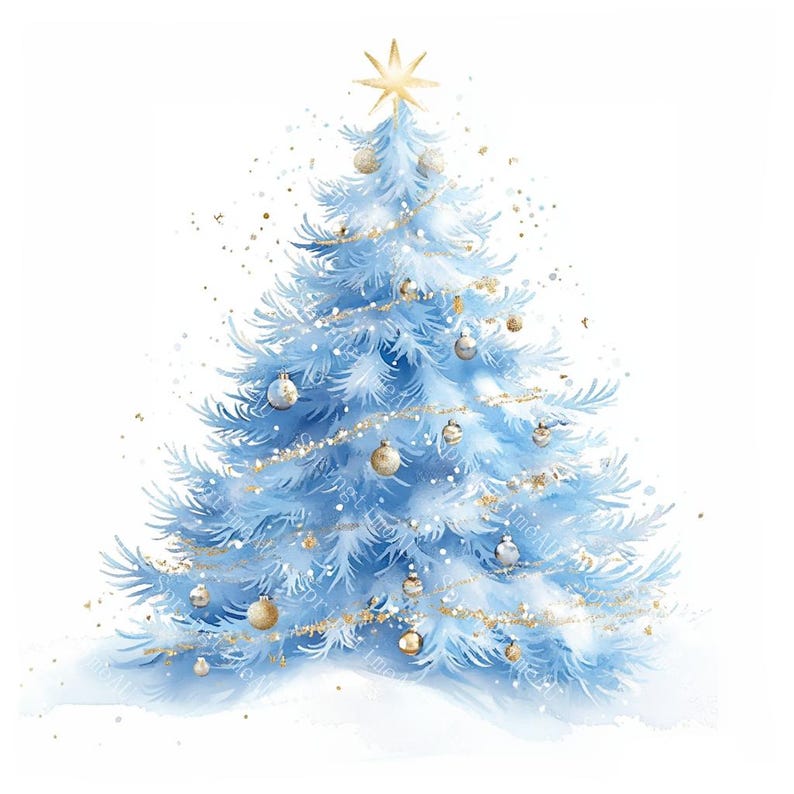 18 Blue Christmas Tree Clipart, Christmas Card Making, Christmas ...