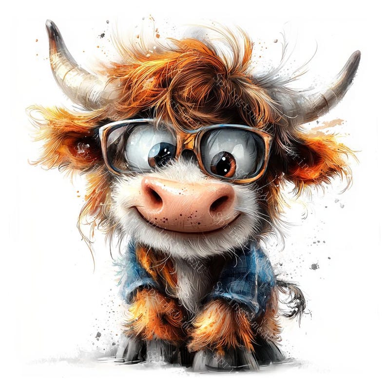 14 Quirky Highland Cow Clipart, Funny Highland Cow, Farm Animal Clipart ...