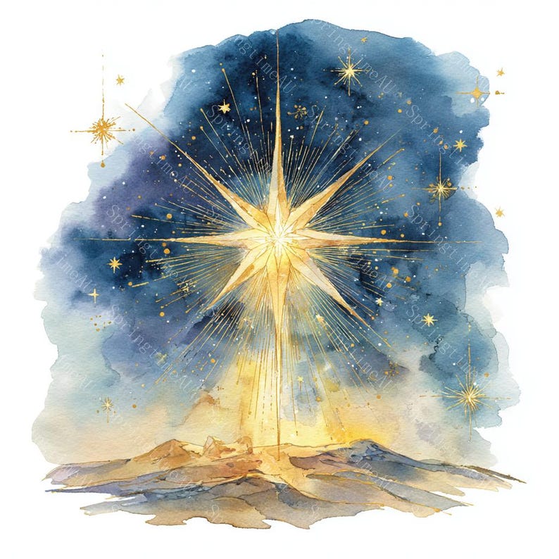 16 Bethlehem Night Star Clipart, Celestial Christmas, Nativity Scene ...