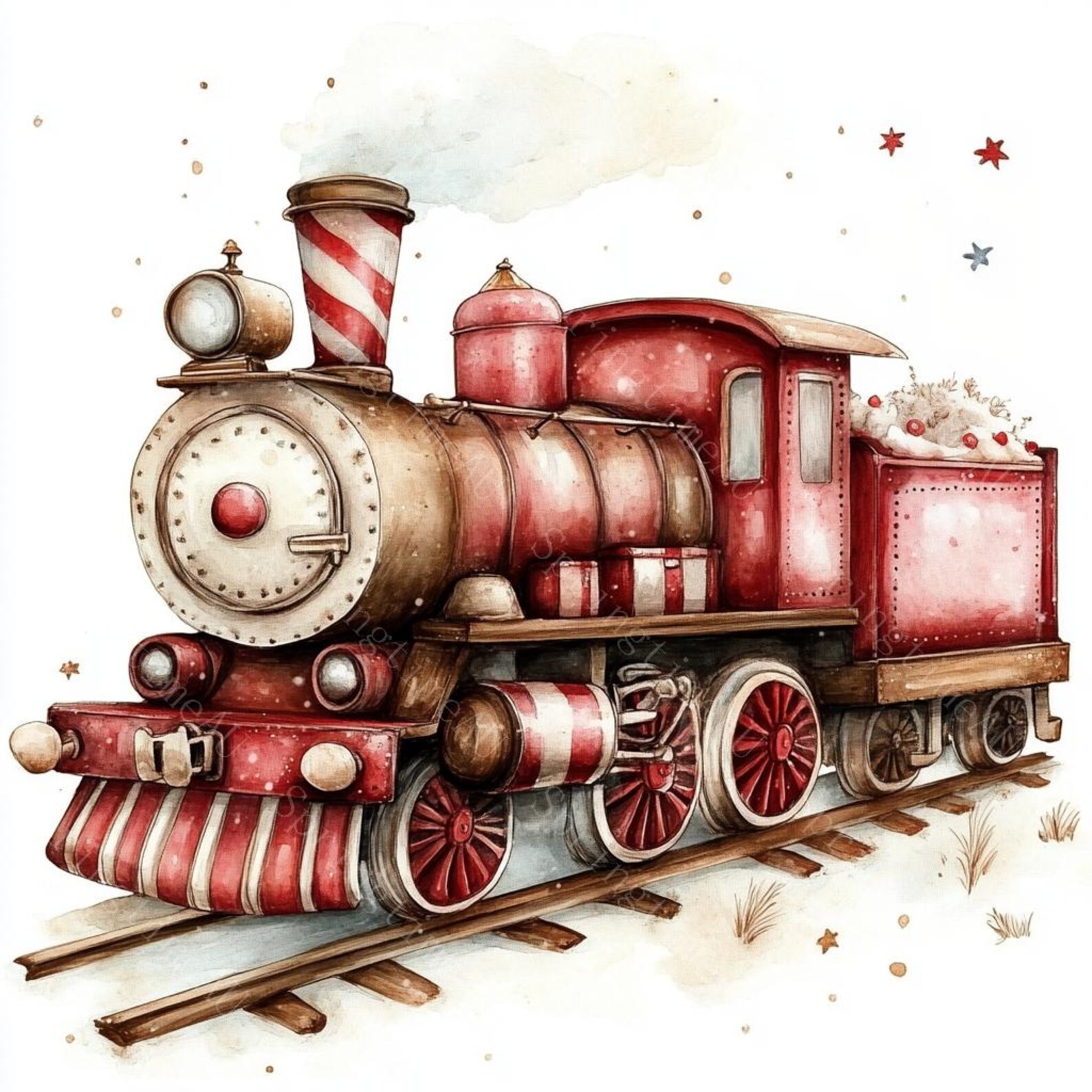 16 Christmas Locomotives Clipart, Cartoon Train, Christmas Train ...