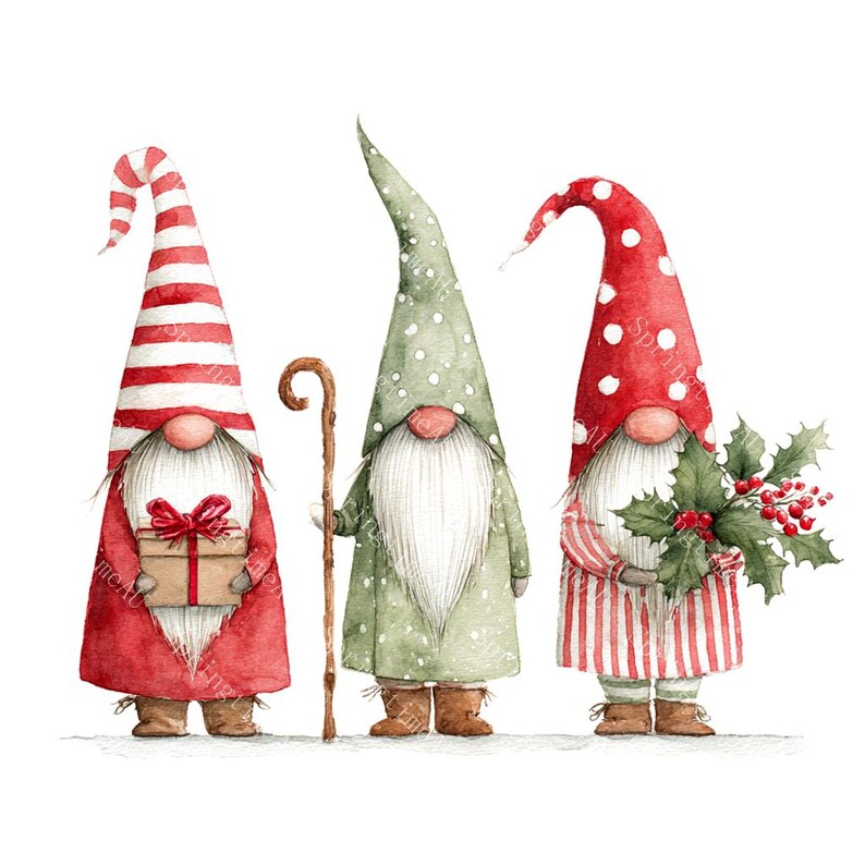 18 Christmas Gnomes Clipart, Christmas Card, Cute Christmas Clipart ...