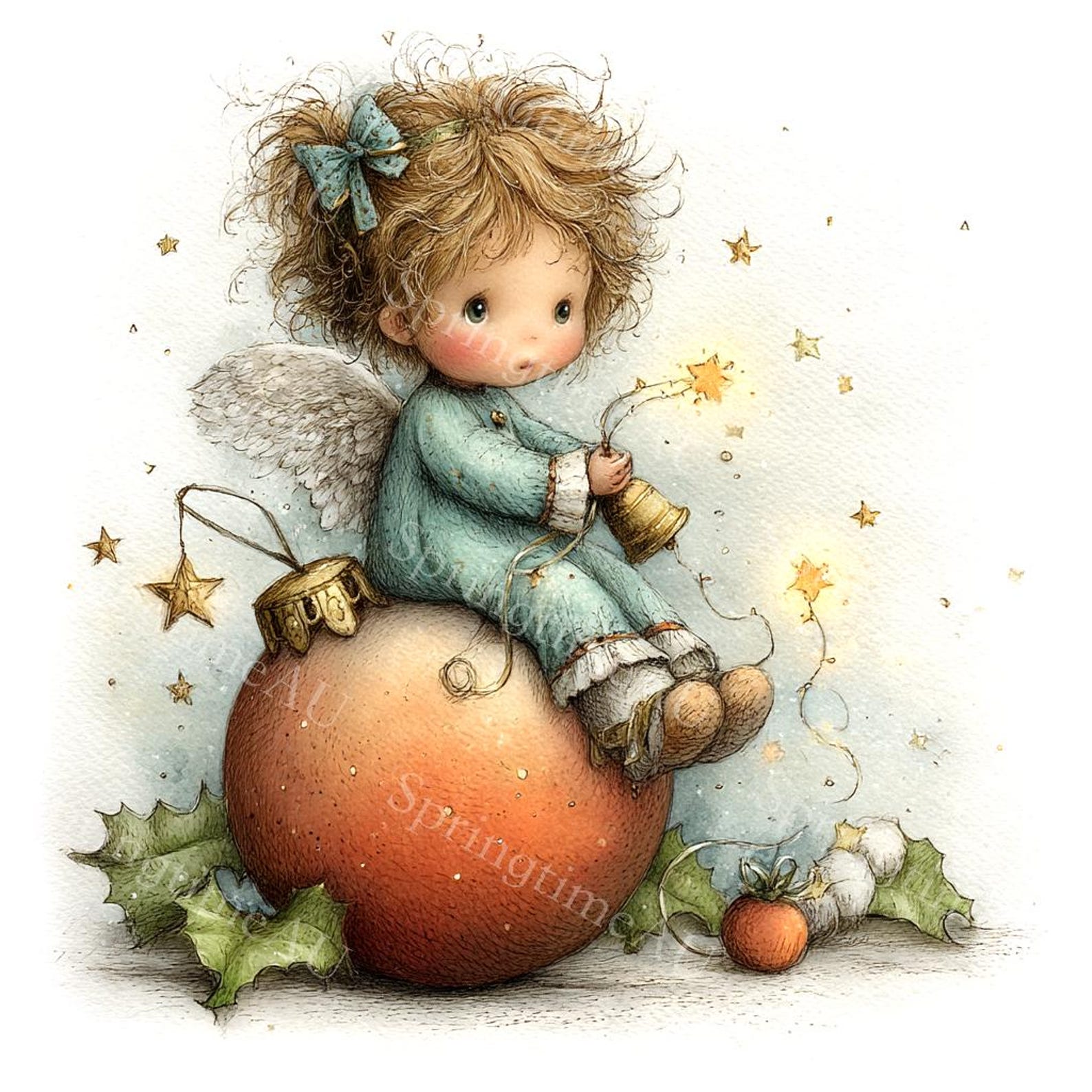 20 Whimsical Christmas Angel Clipart, Cute Holiday Graphics, Christmas ...