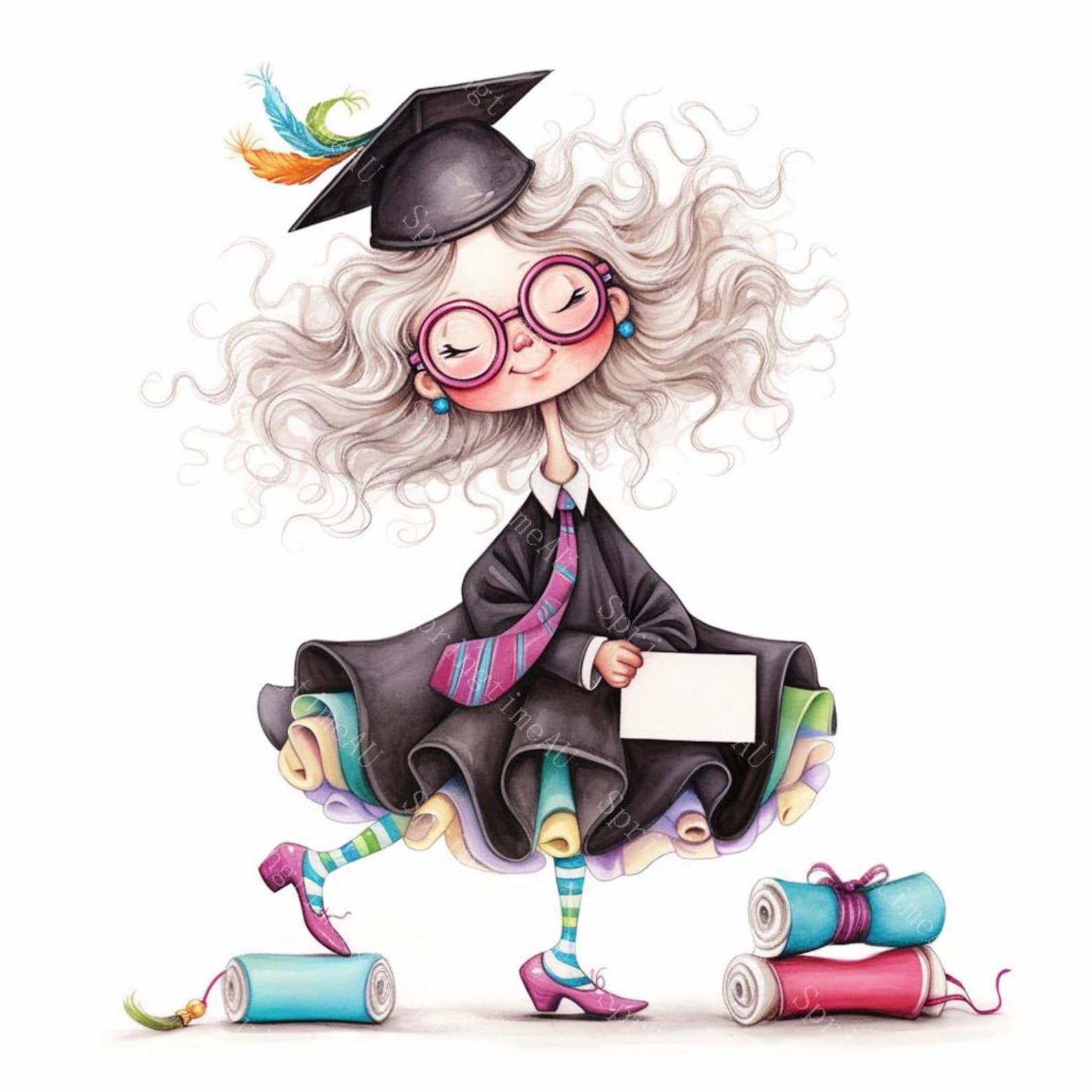 16 Quirky Girl Graduation Clipart, Student Grad Designs, Printable ...