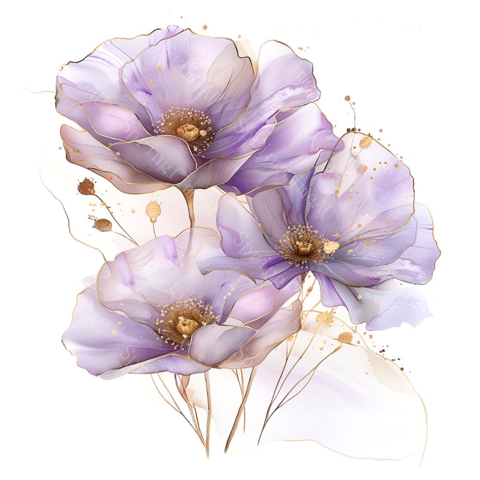 18 Abstract Flowers Clipart, Purple Flower, Dreamy Purple, Flowers ...