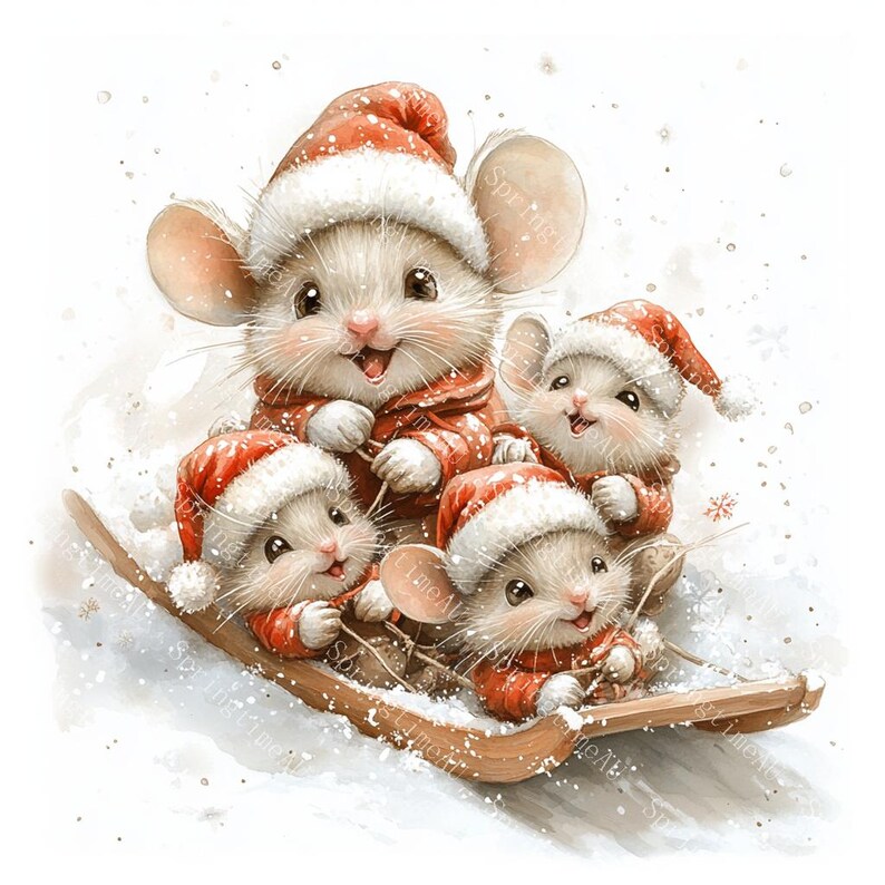 16 Mice Family Christmas Clipart, Cute Santa Mouse, Christmas Mouse ...