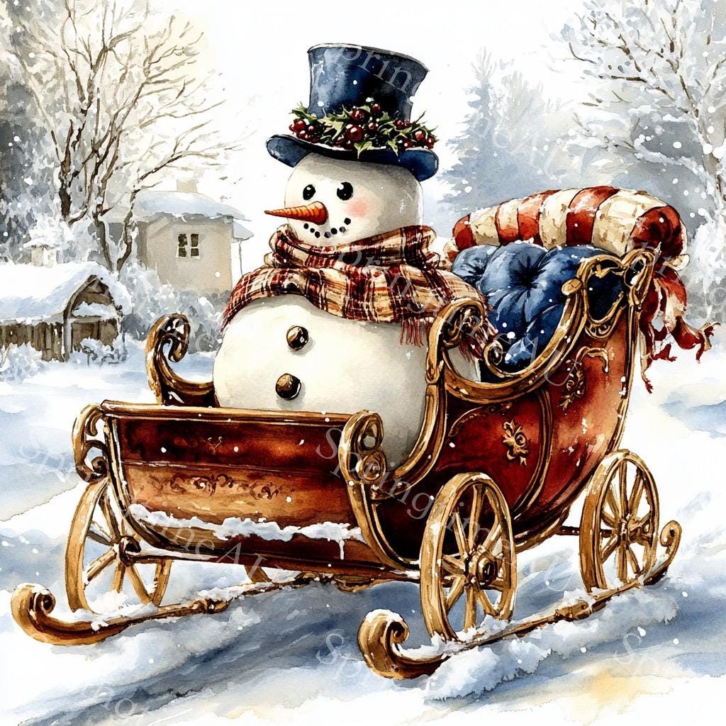 10 Christmas Sleigh Clipart, Sleigh Gifts, Holiday Crafts, Printable ...
