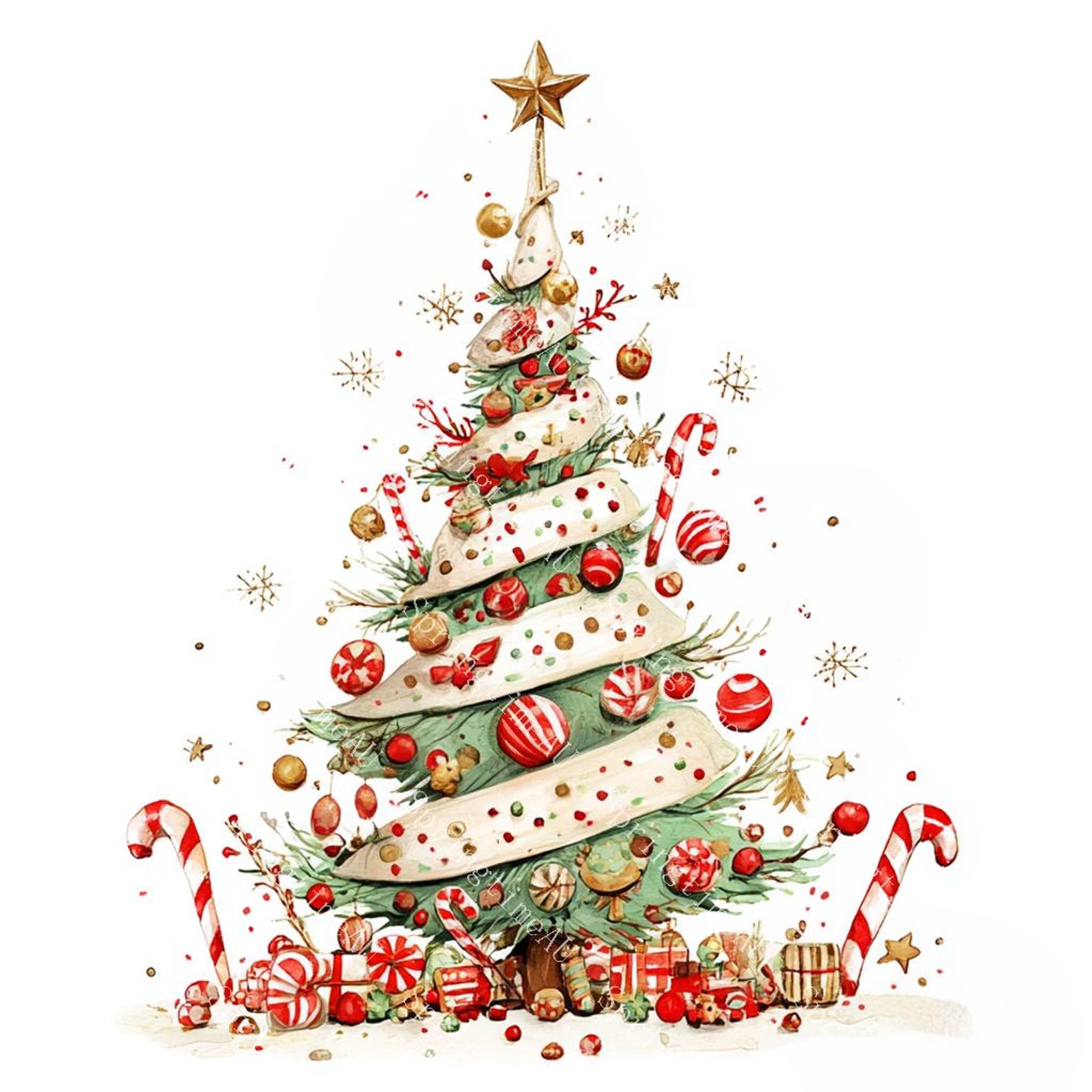 20 Candy Cane Christmas Tree Clipart, Winter Festive Art, Christmas ...