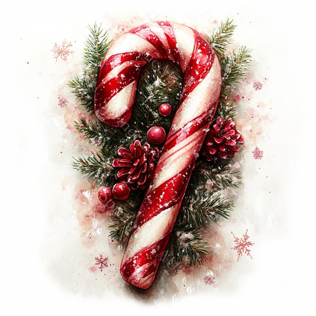 15 Candy Cane Clipart, Watercolor Christmas Sweets, Holiday Crafts ...