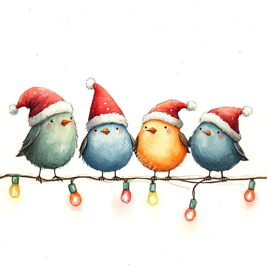 16 Whimsical Christmas Birds Clipart, Cute Funny Bird, Christmas Card ...
