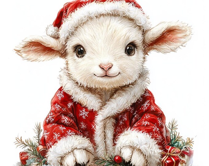 21 Cute Christmas Lamb Clipart, Sheep Clipart, Christmas Card,printable ...