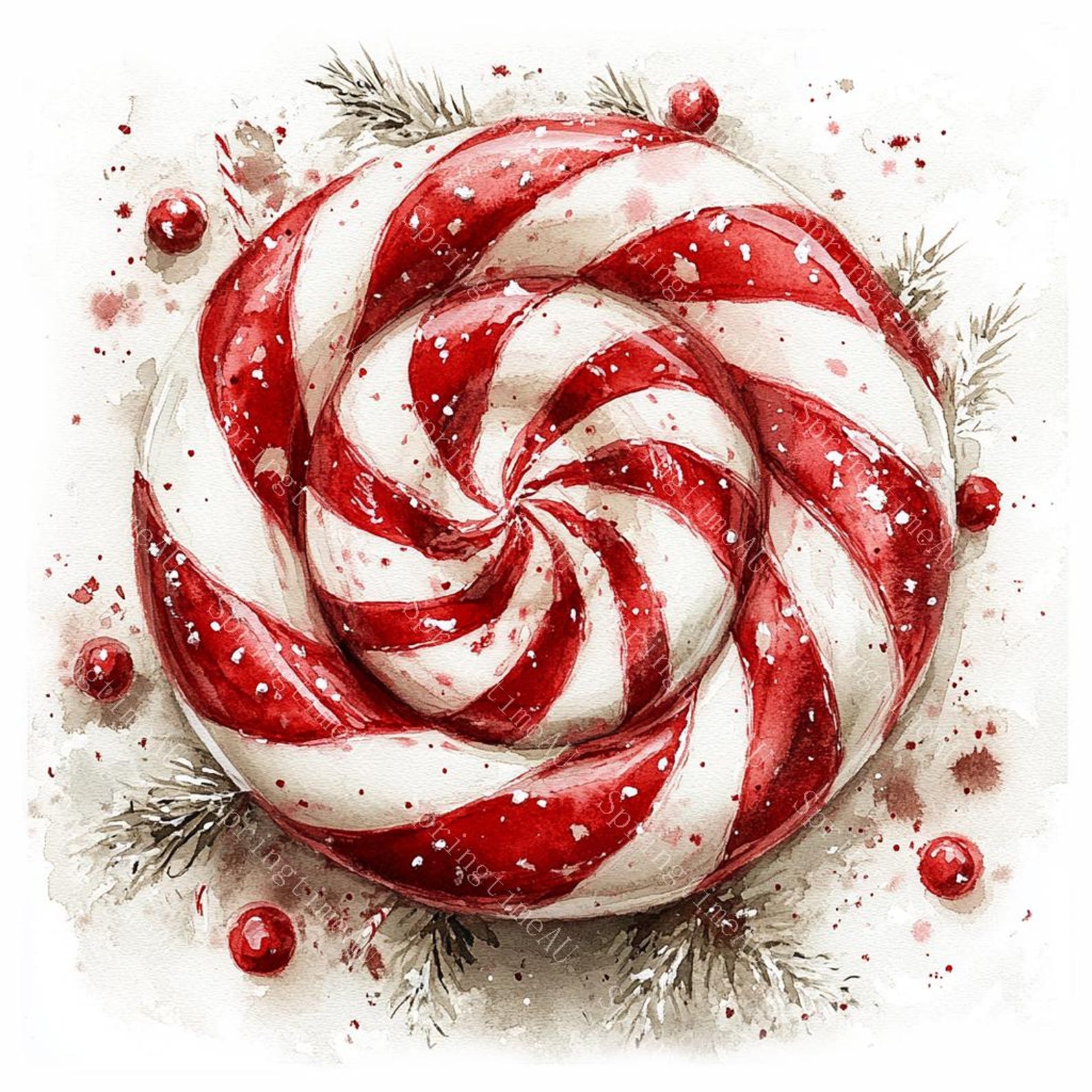 15 Candy Cane Clipart, Watercolor Christmas Sweets, Holiday Crafts ...