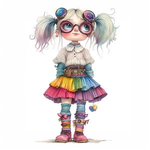 18 Quirky Spring Girl Clipart, Cute Girl, Funny Girl, Printable ...