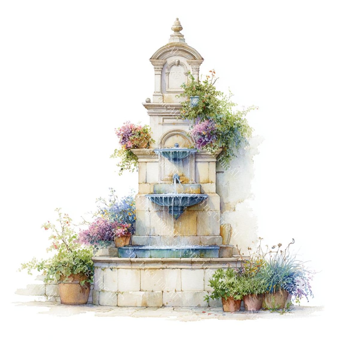 20 Water Fountain Clipart, Park Fountain Clipart, Floral Fountain ...
