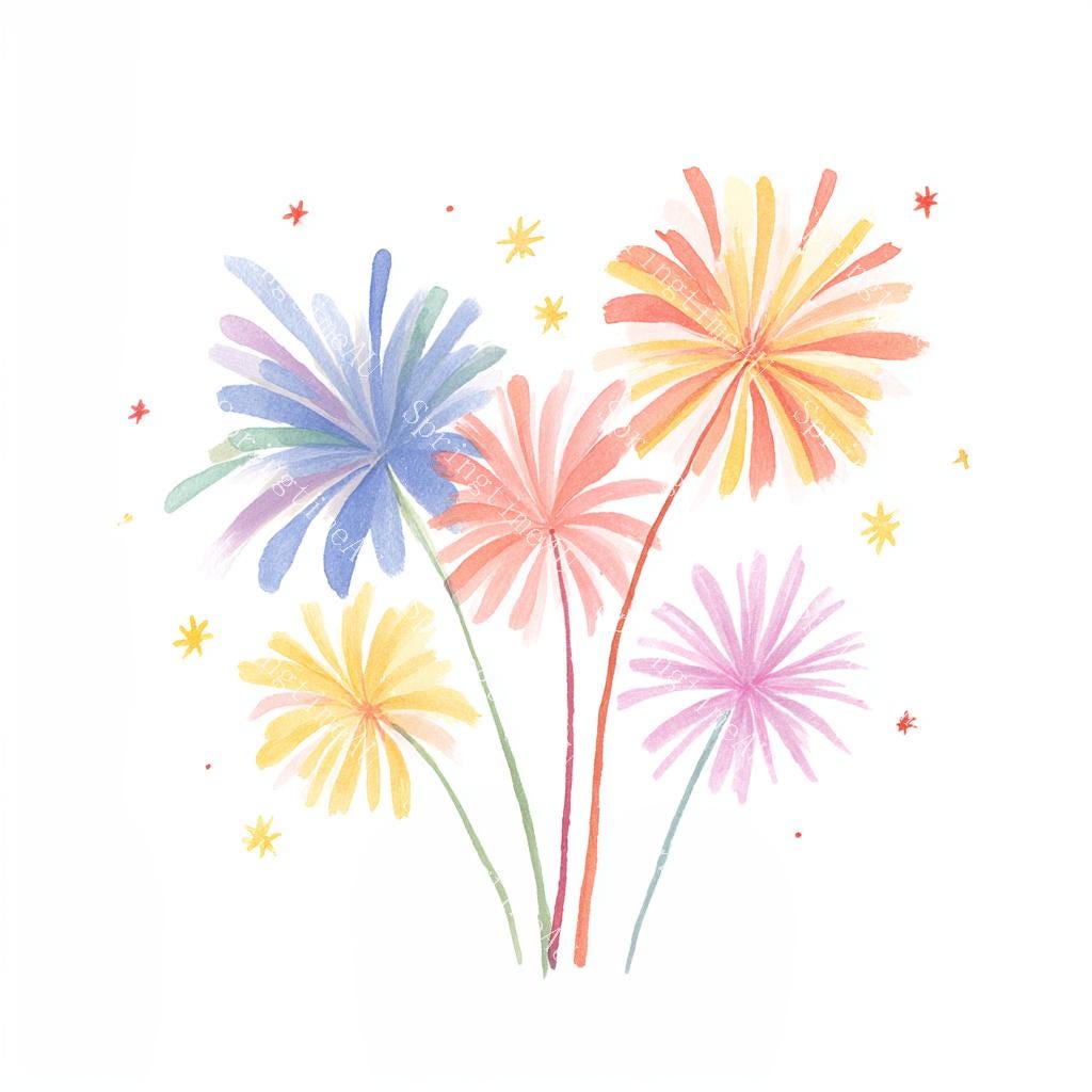 20 Colorful Fireworks Clipart, Rainbow Firecrackers, Sparkling ...