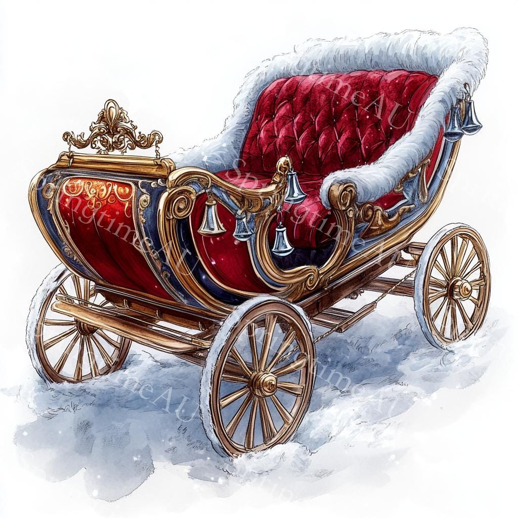 10 Christmas Sleigh Clipart, Sleigh Gifts, Holiday Crafts, Printable ...