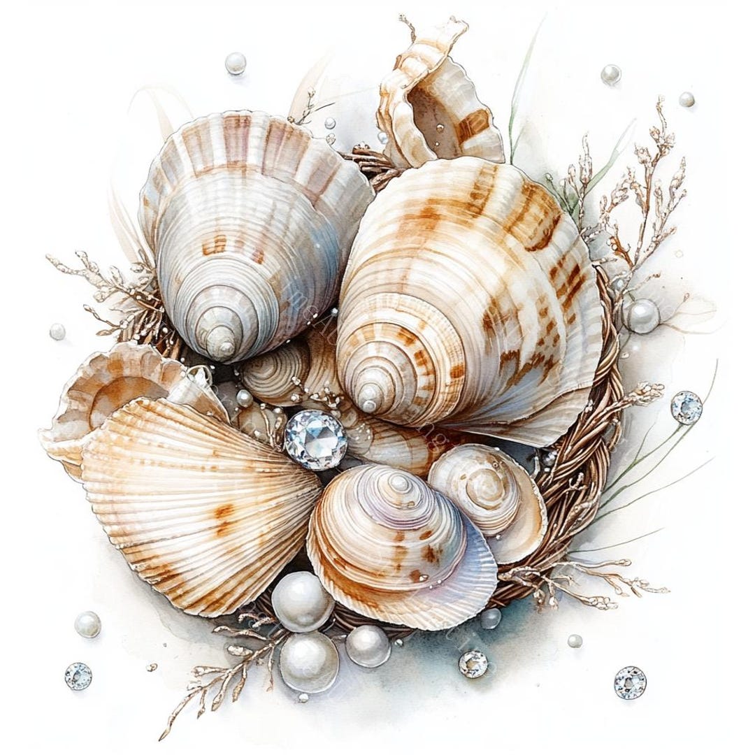 18 Gorgeous Sea Shells Clipart, Seashell Clipart, Ocean Sea Clipart ...