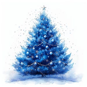 18 Blue Christmas Tree Clipart, Christmas Card Making, Christmas ...