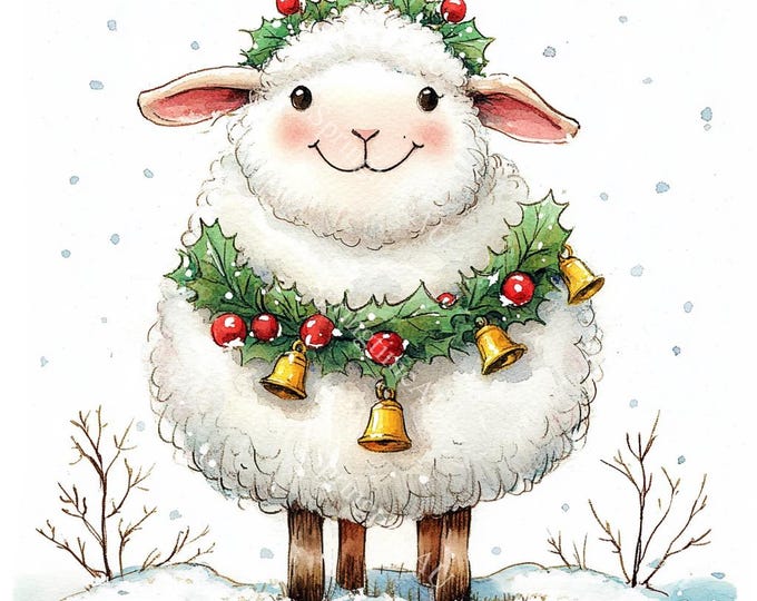 21 Cute Christmas Lamb Clipart, Sheep Clipart, Christmas Card,printable ...