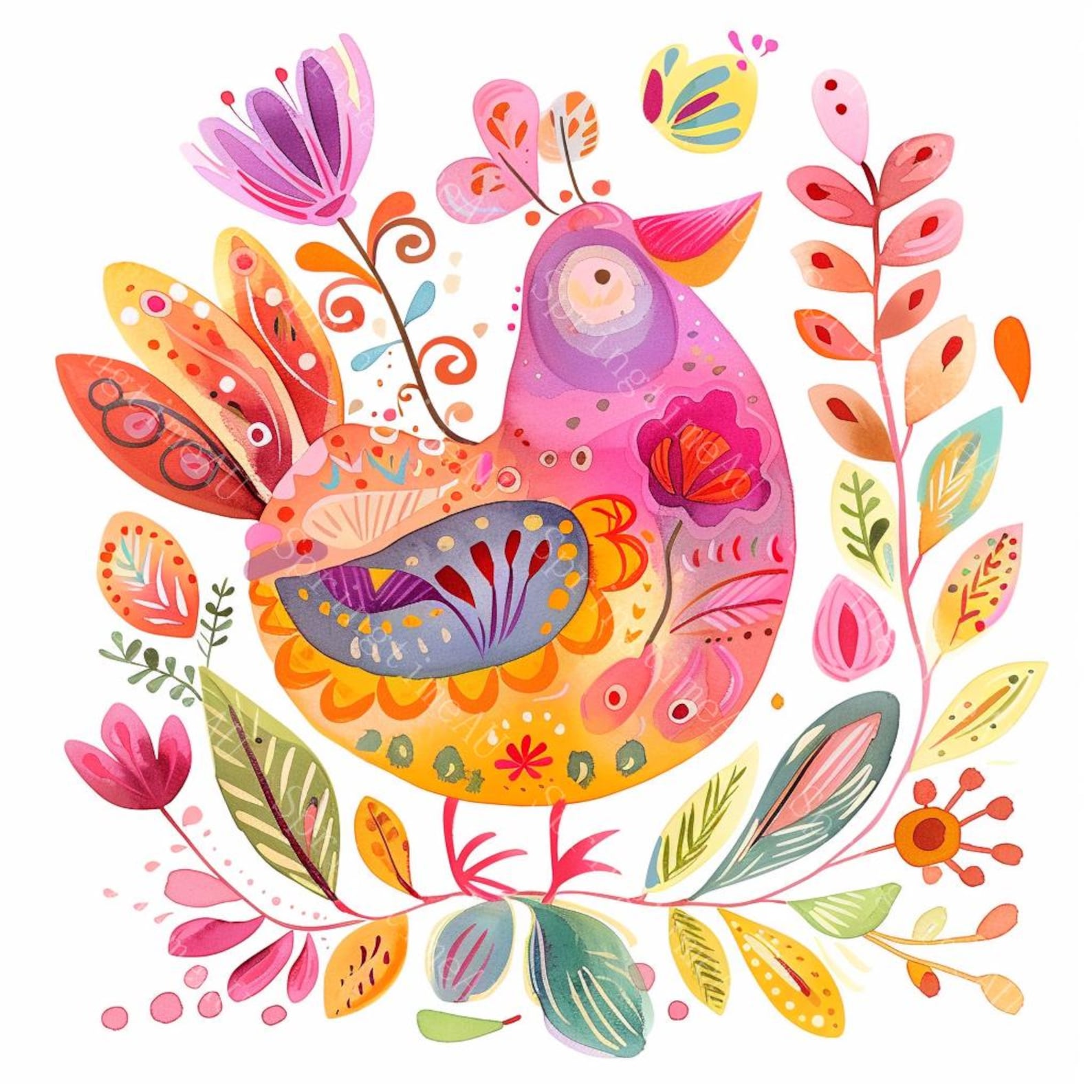 16 Bohemian Style Bird Clipart, Birdfolk Art, Boho Bird, Printable ...