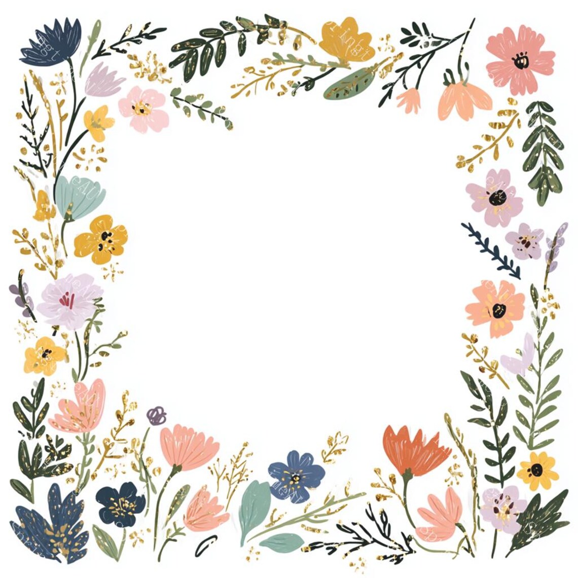 14 Cute Floral Frames Clipart, Floral Frame Borders, Wildflower Frame ...