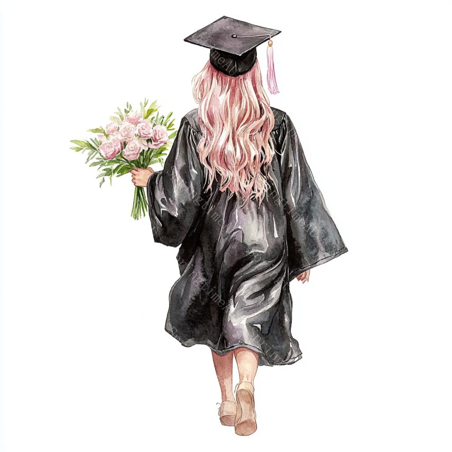 20 Girl Graduation Clipart, Student Grad Designs, Printable Watercolor ...