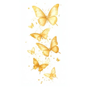 16 Orange Butterflies Clipart, Yellow Butterflies, Wall Art, Printable ...