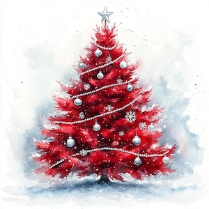 13 Red Christmas Tree Clipart, Christmas Graphics, Festive Fir ...