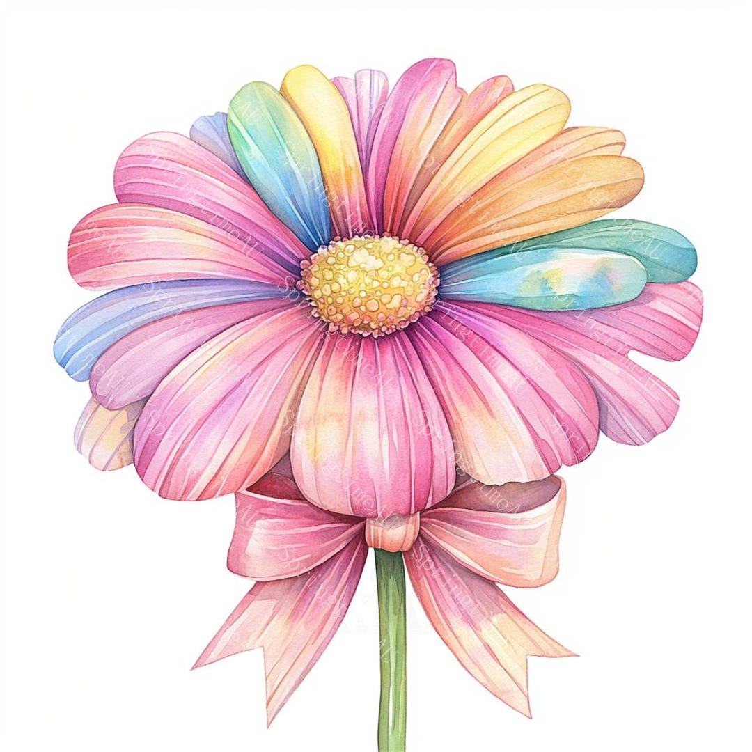 20 Cute Whimsical Flower Clipart, Rainbow Flower Clipart, Quirky Flower ...
