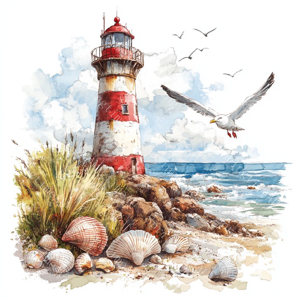 16 Vintage Lighthouse Clipart, Nautical Clipart, Ocean Clipart ...