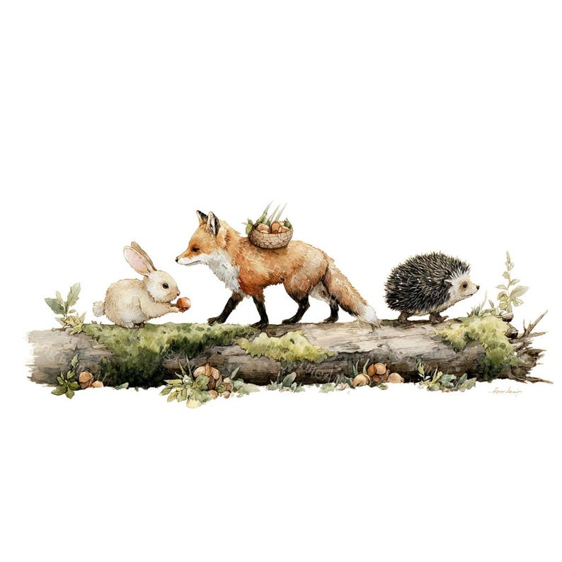 18 Whimsical Woodland Animals Clipart Border, Cute Forest Animals ...