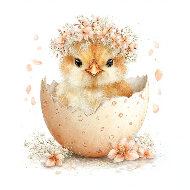 20 Easter Chick Hatching Clipart, Baby Chicks Eggs Clipart, Spring ...