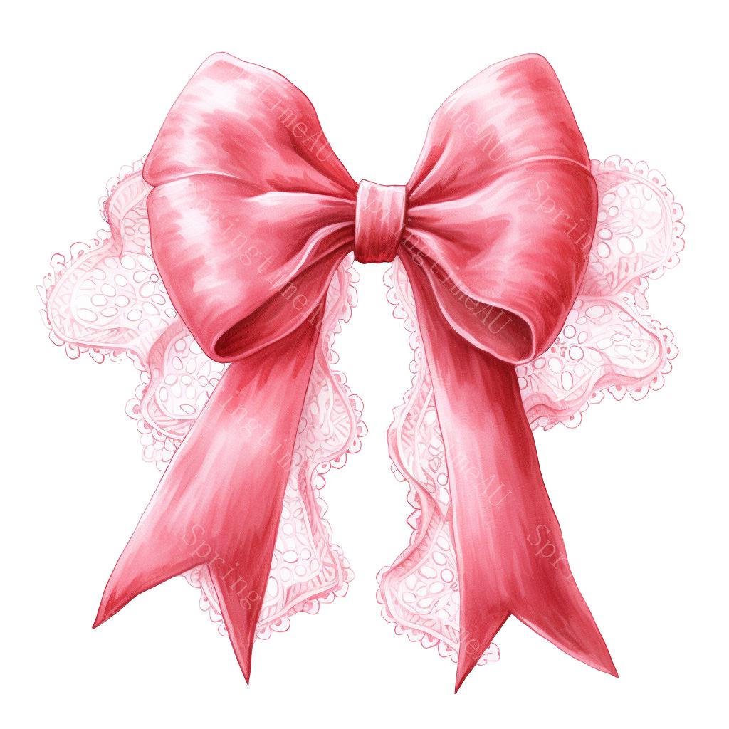 20 Pink Coquette Bows Clipart, Pink Ribbon, Valentines Day Bow ...