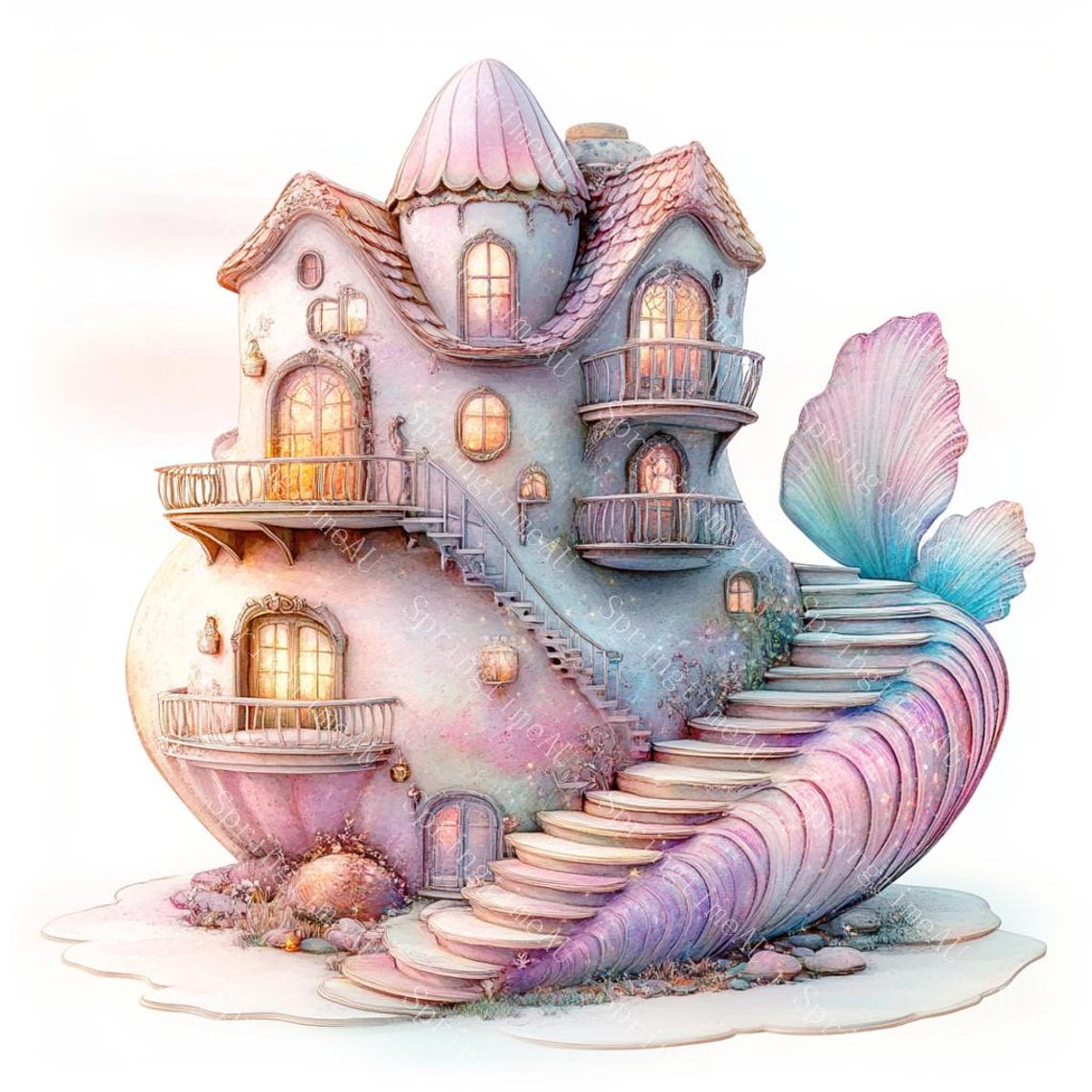 16 Mermaid House Clipart, Fairy House Clipart, Fairytale Clipart ...