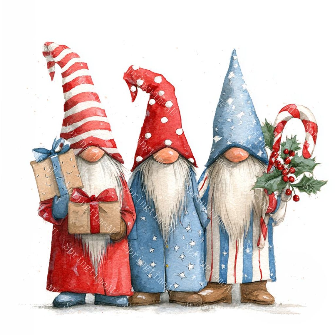18 Christmas Gnomes Clipart, Christmas Card, Cute Christmas Clipart ...