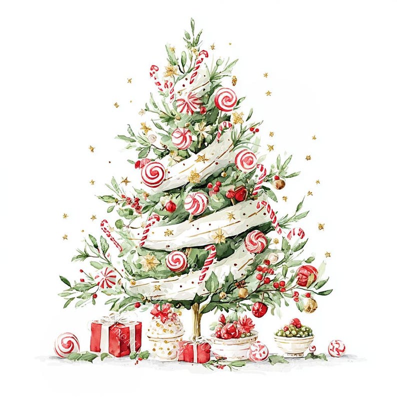 20 Candy Cane Christmas Tree Clipart, Winter Festive Art, Christmas ...