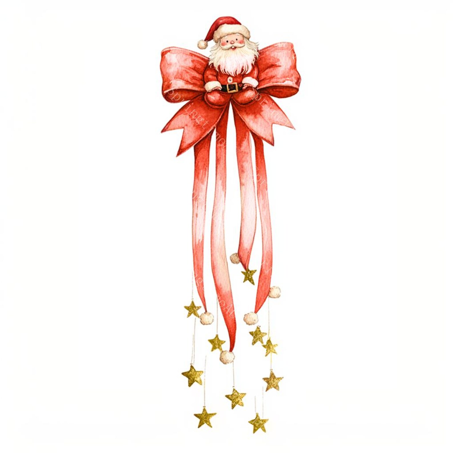 18 Santa Hanging on Christmas Bow Clipart, Cute Christmas Santa, Santa ...
