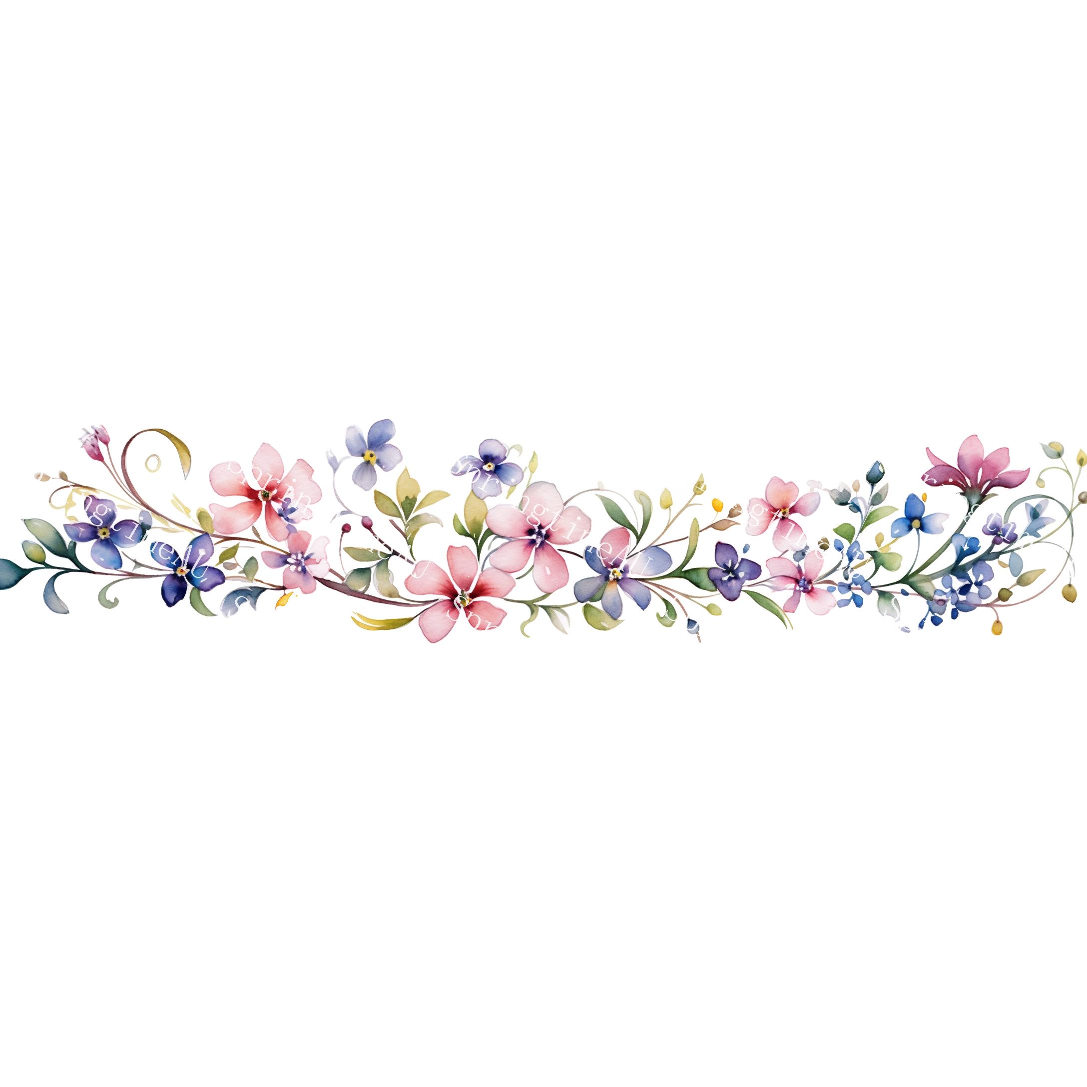 15 Border Flowers Clipart, Wildflowers Border Clipart, Printable ...