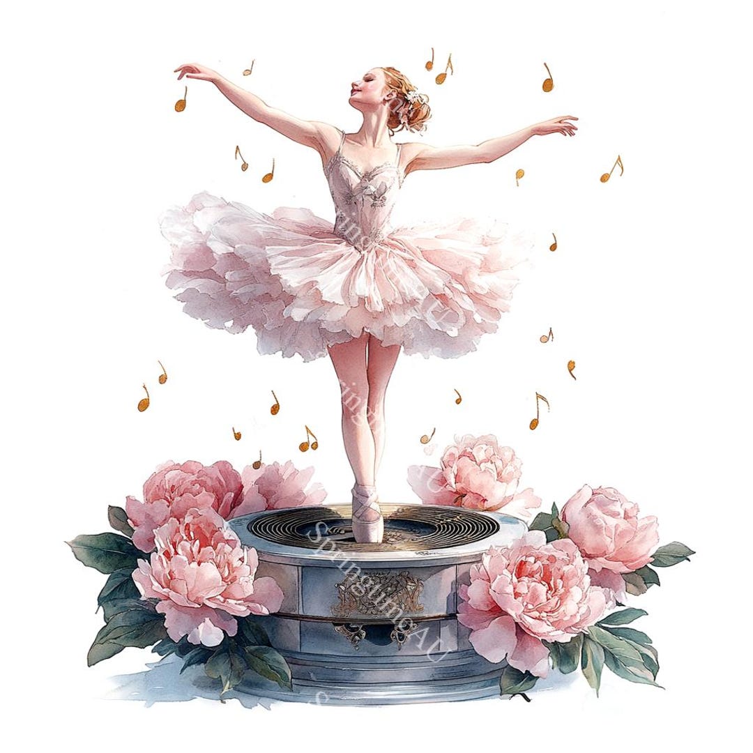 20 Ballerina Music Box Clipart, Floral Musical Boxes, Printable ...