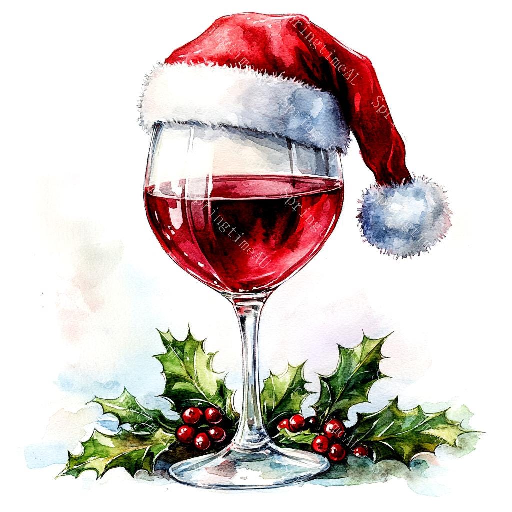 18 Christmas Wine Clipart, Holiday Wine Glass, Festive Drink,christmas ...