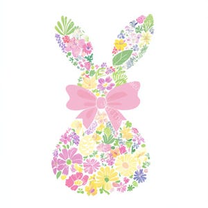 18 Cute Rabbit Easter Clipart, Bunny Easter, Floral Rabbits, Easter ...