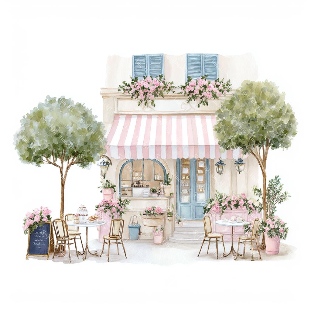 20 Cute Paris Cafe Clipart, Parisian Cafes, Paris Travel Art, France ...