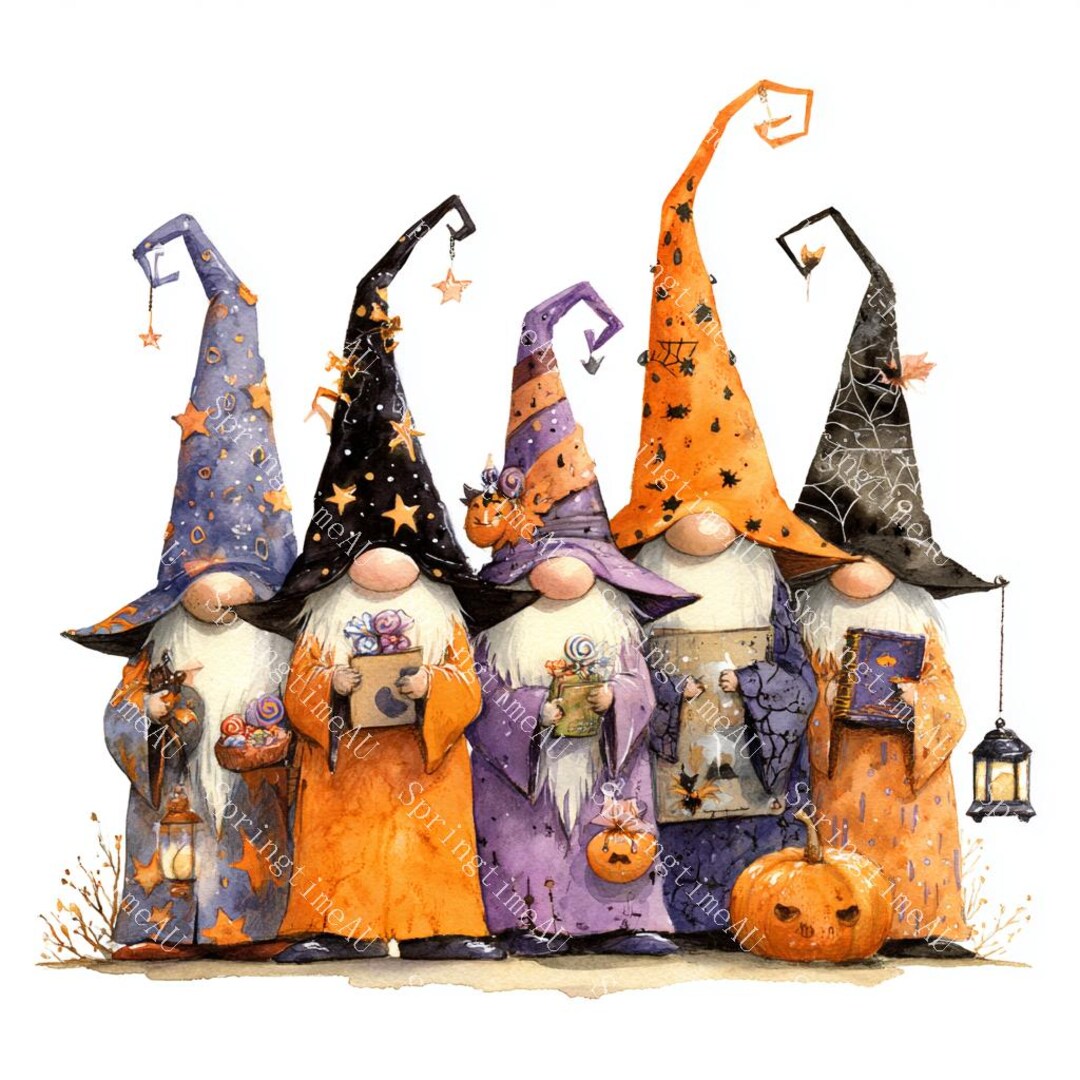 20 Halloween Gnomes Clipart, Autumn Gnomes, Cute Halloween, Fall Gnomes ...