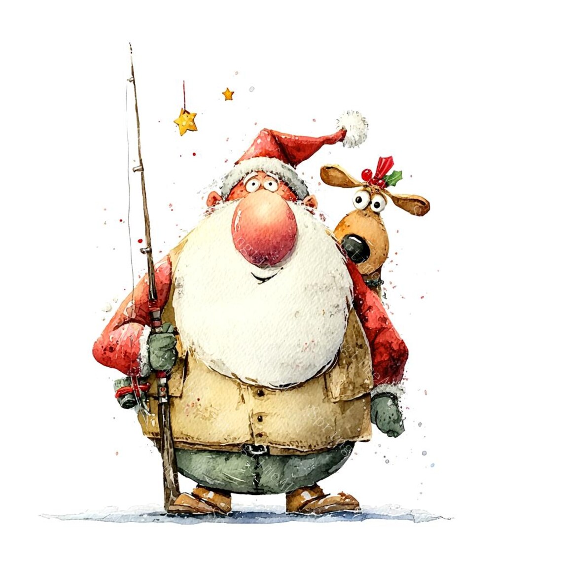 20 Funny Santa Clipart, Quirky Santa, Christmas Cards, Printable ...