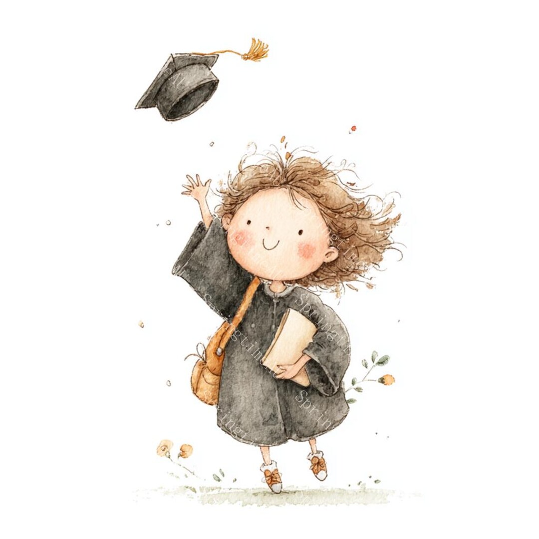 20 Cute Graduate Girl Clipart, Graduation Kids Clipart, Happy ...