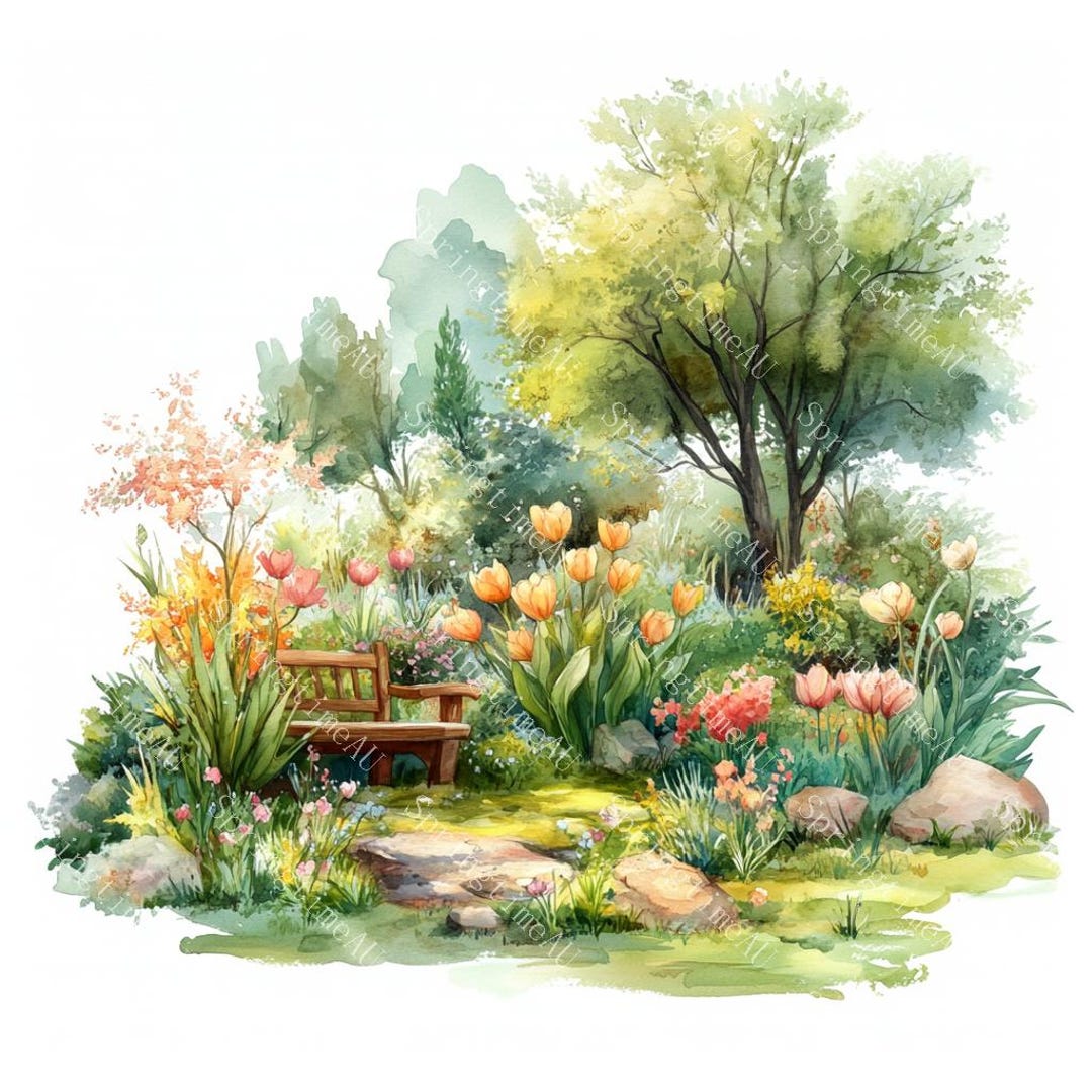 16 Spring Garden Clipart, Spring Clipart, Spring House Clipart ...