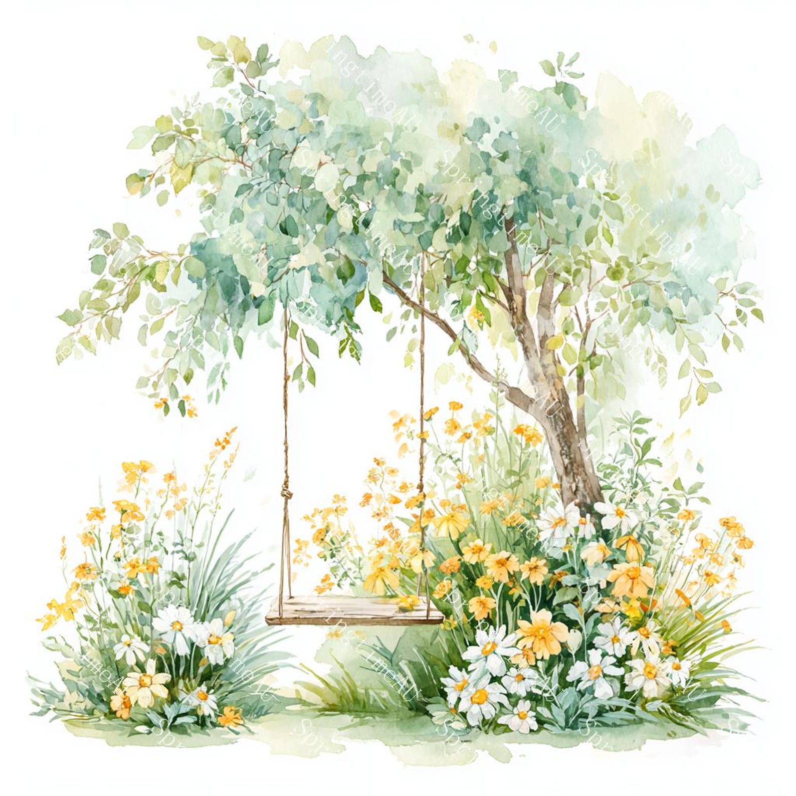20 Swing in Tree Clipart, Floral Swing, Wedding Clipart, Printable ...