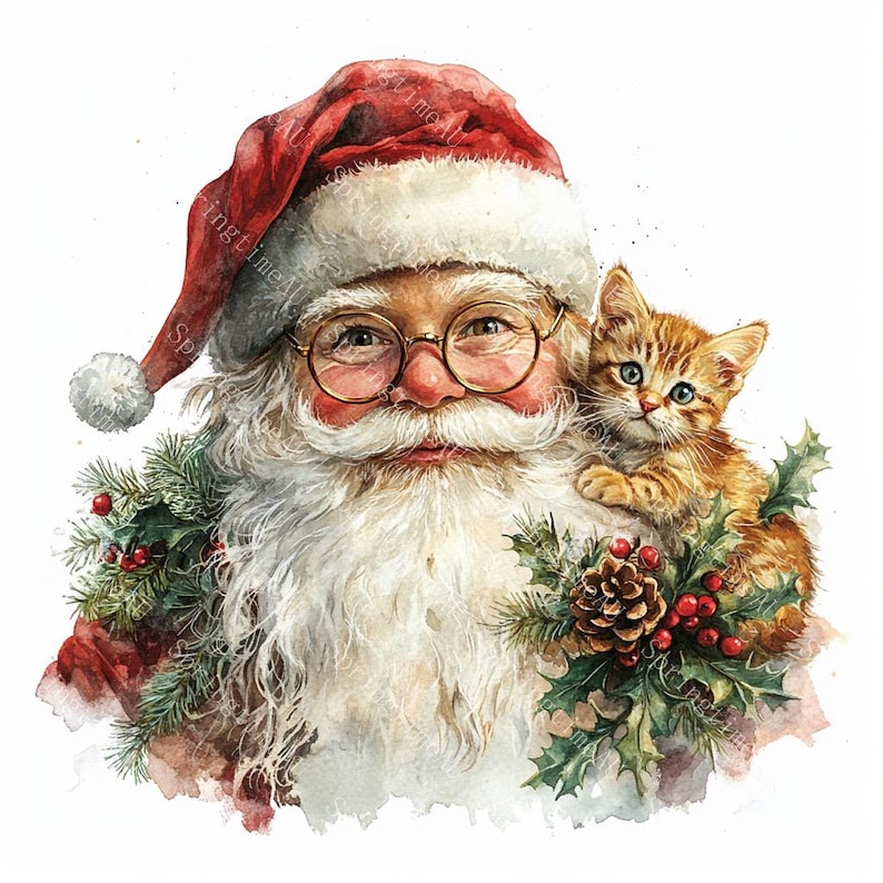 20 Santa Claus Clipart, Christmas Santa Clipart, Christmas Card ...