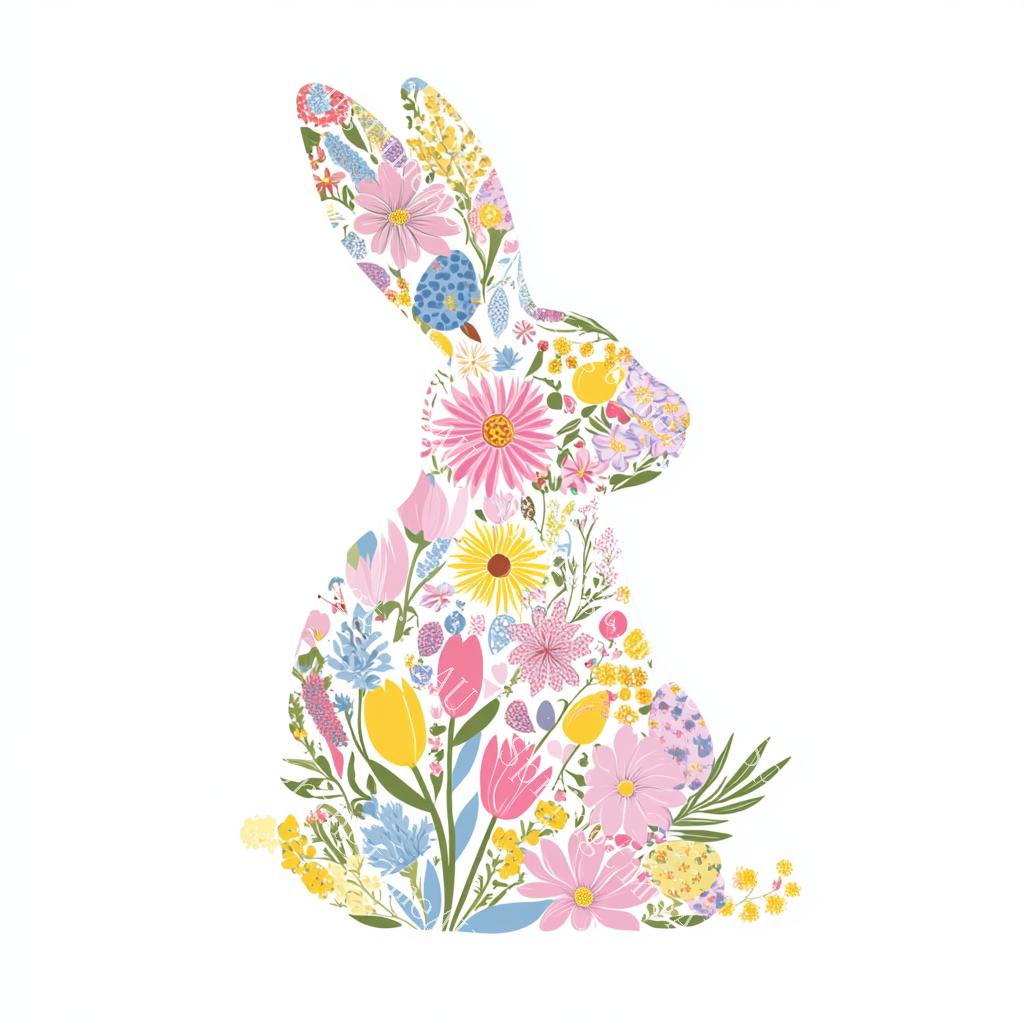 18 Cute Rabbit Easter Clipart, Bunny Easter, Floral Rabbits, Easter ...