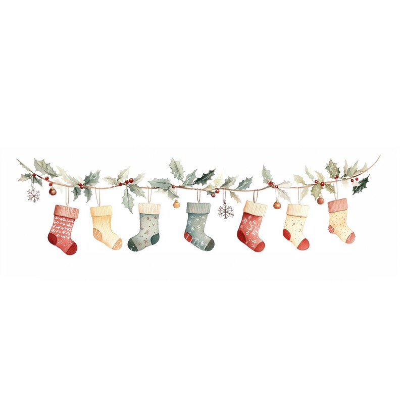 26 Christmas Garland Borders Clipart, Winter Christmas Festive Borders ...