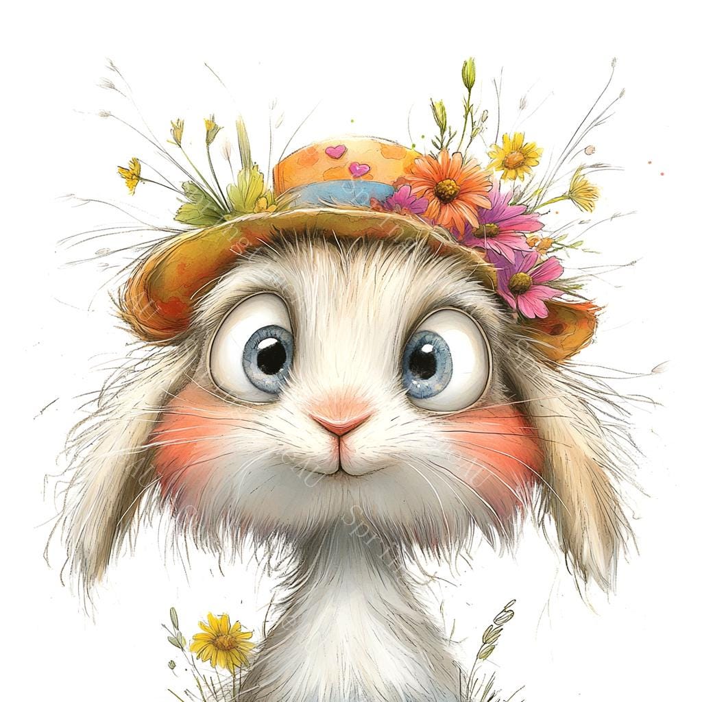 16 Funny Quirky Rabbit Clipart, Cute Bunny, Quirky Frazzled Rabbits ...